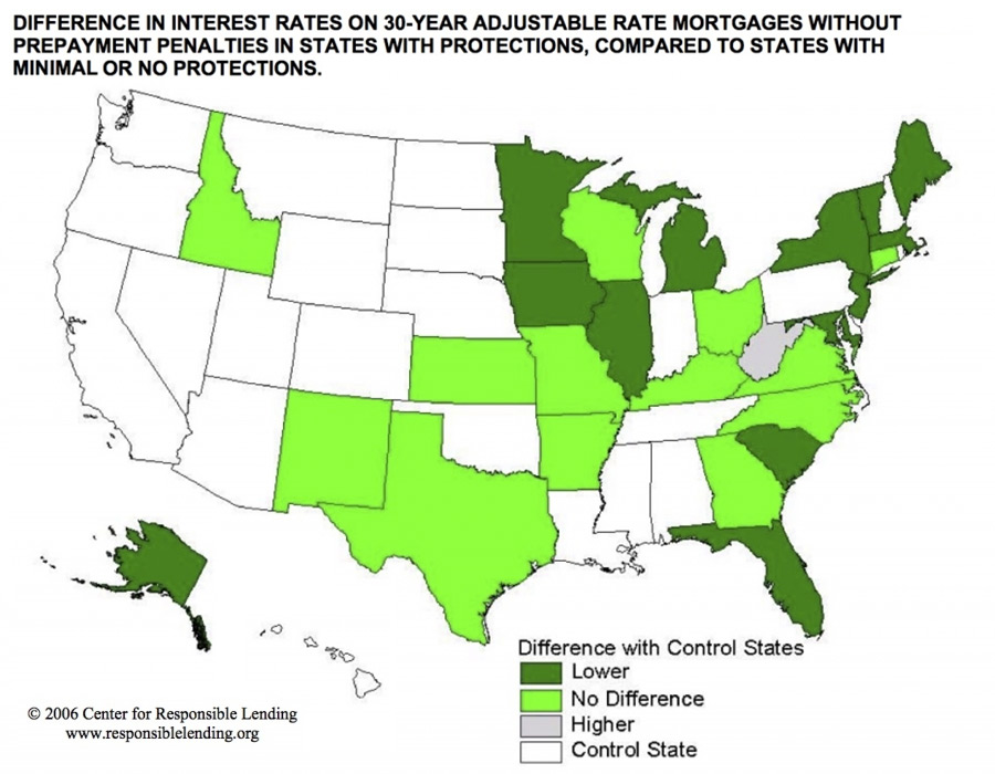 Map showing difference in Interest Rates on 30-Year Adjustable Rate ...